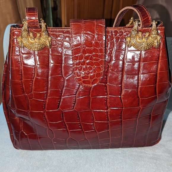 Vintage | Bags | Vintage Brown Reptile Print With Alligator Hardware ...